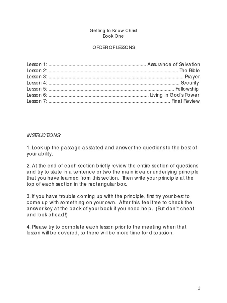 Getting to Know Christ: A Study Guide | PDF | Jesus | Prayer