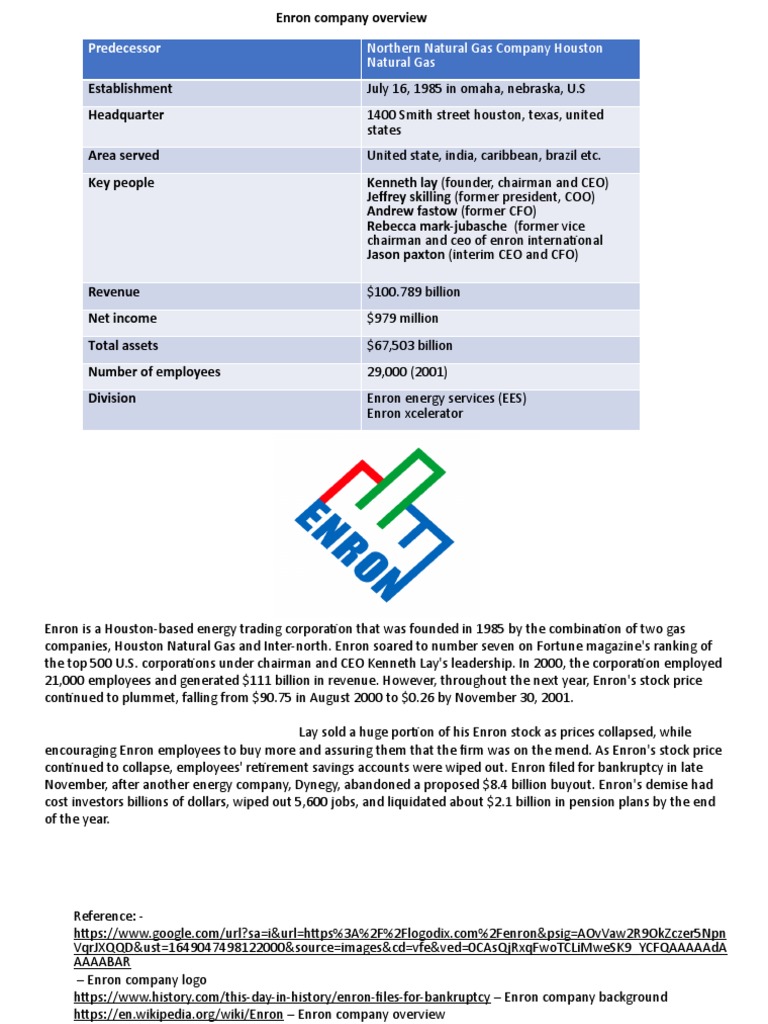 Enron Company Overview and Collapse | PDF | Enron | Economies