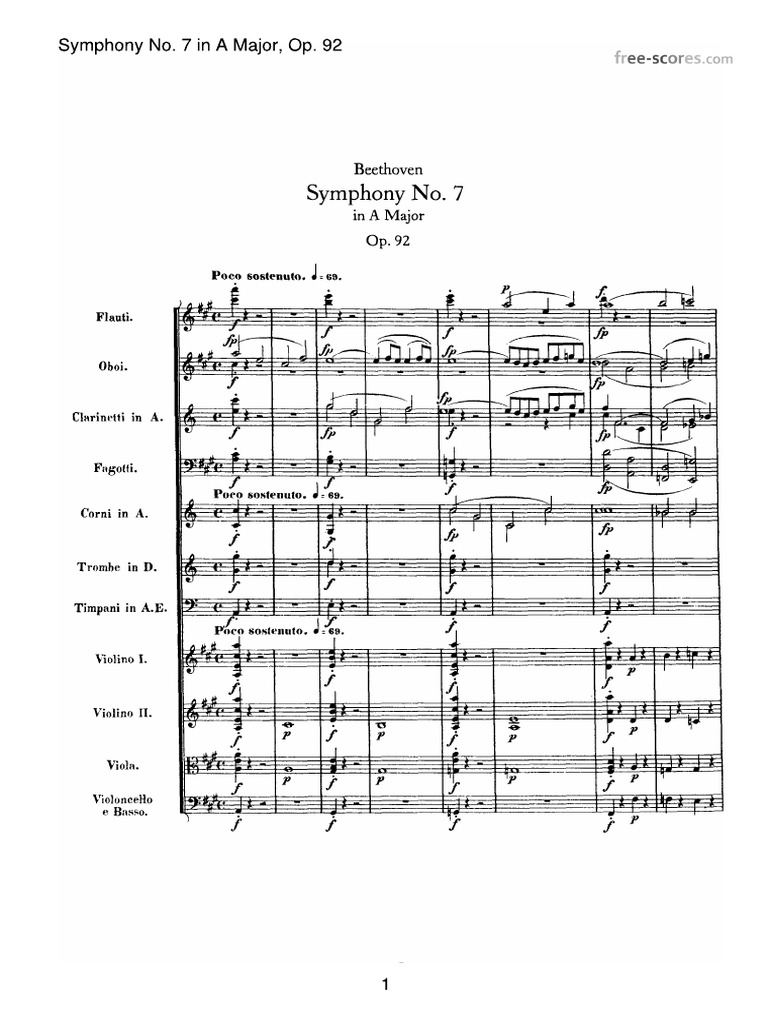 Beethoven Symphony 7 in A - (I) | PDF