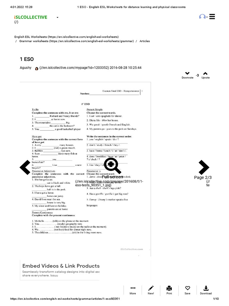 1 ESO - English ESL Worksheets For Distance Learning and Physical ...