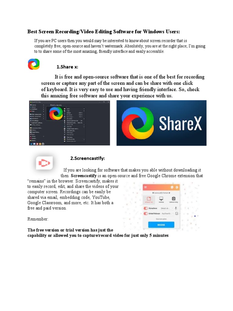 Best Screen Recording Software For Windows Users | PDF | Graphical User ...