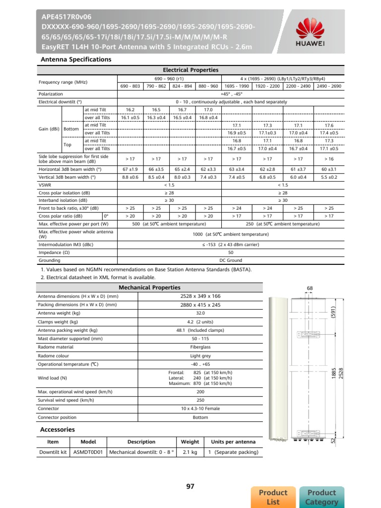10-Port EasyRET 1L4H Antenna Specification Sheet | PDF | Antenna (Radio ...