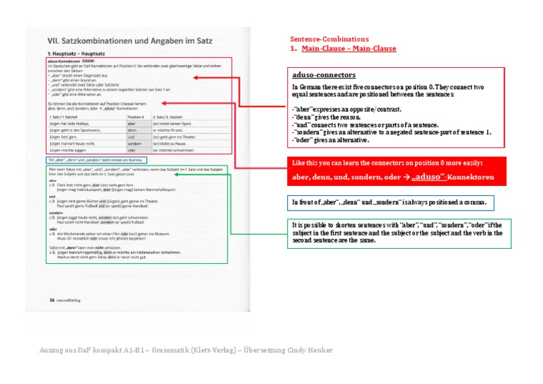 Aduso Connectors in German Grammar | PDF