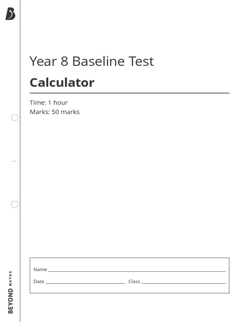 Year 8 Baseline Test - Calculator | PDF | Geometry | Mathematics