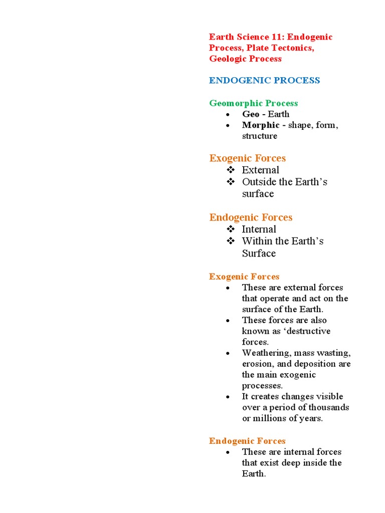 Endogenic Processes and Plate Tectonics | PDF | Plate Tectonics ...