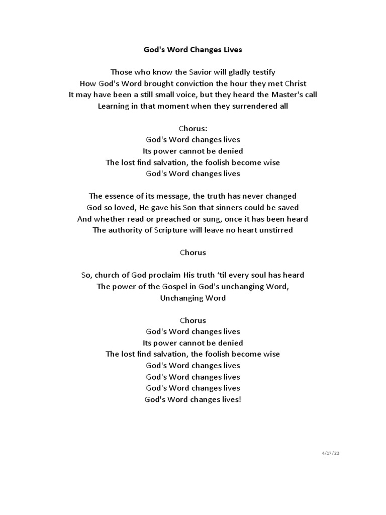 God's Word Changes Lives | PDF