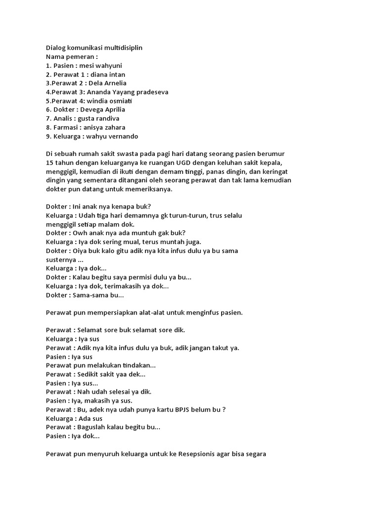 Dialog Komunikasi Terapeutik Pasien | PDF