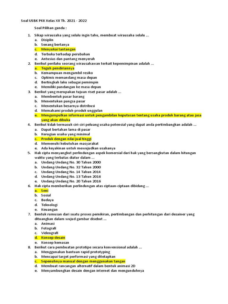 Latihan Soal PKK | PDF