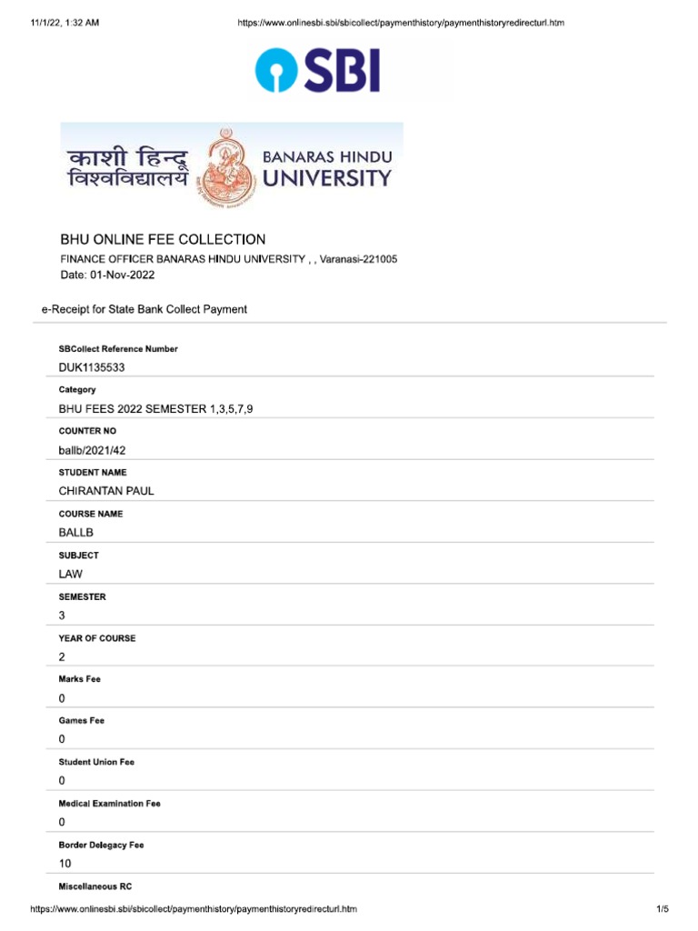 2nd Semester Fee Receipt | PDF