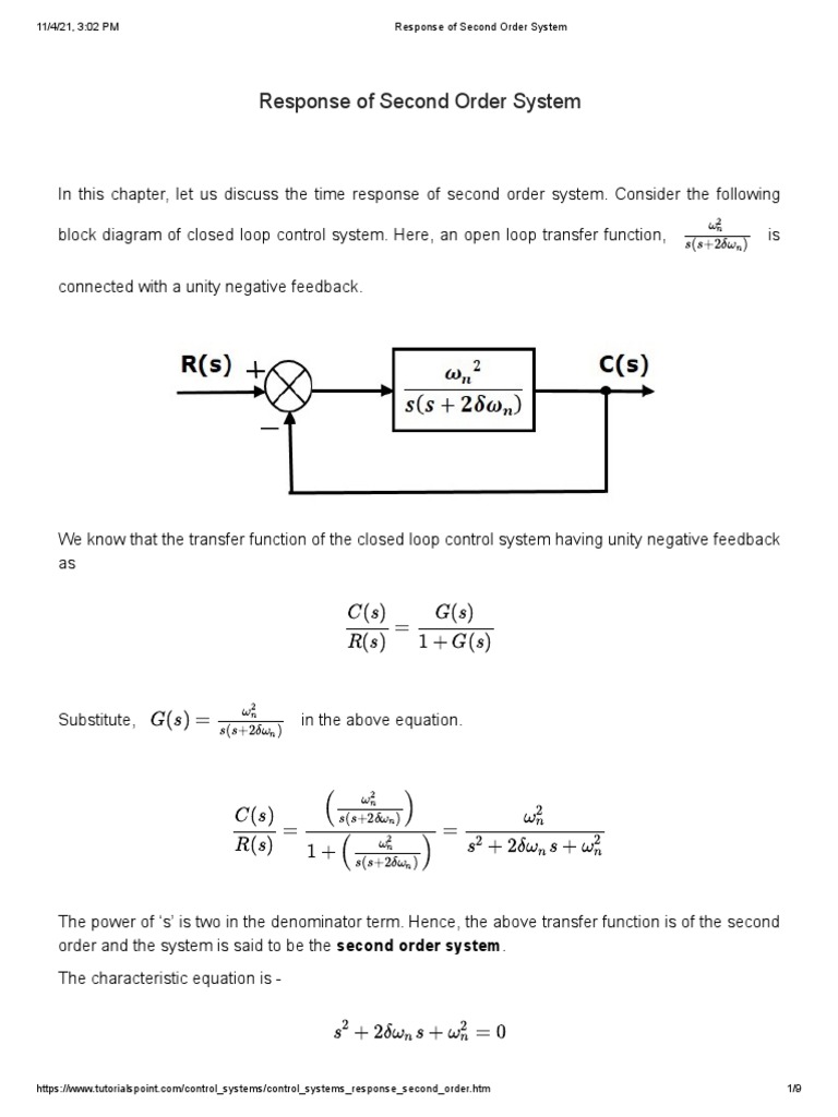 Response of Second Order System | PDF | Electricity | Electrical ...