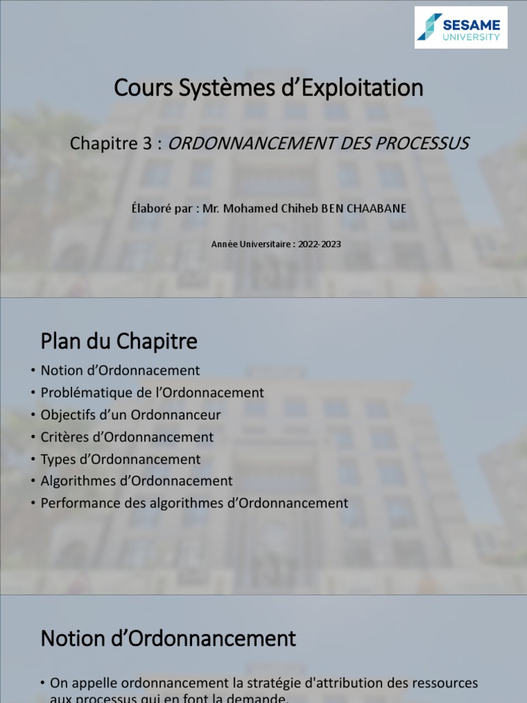 Ordonnancement des Processus en SE | PDF | Ordonnancement dans les ...