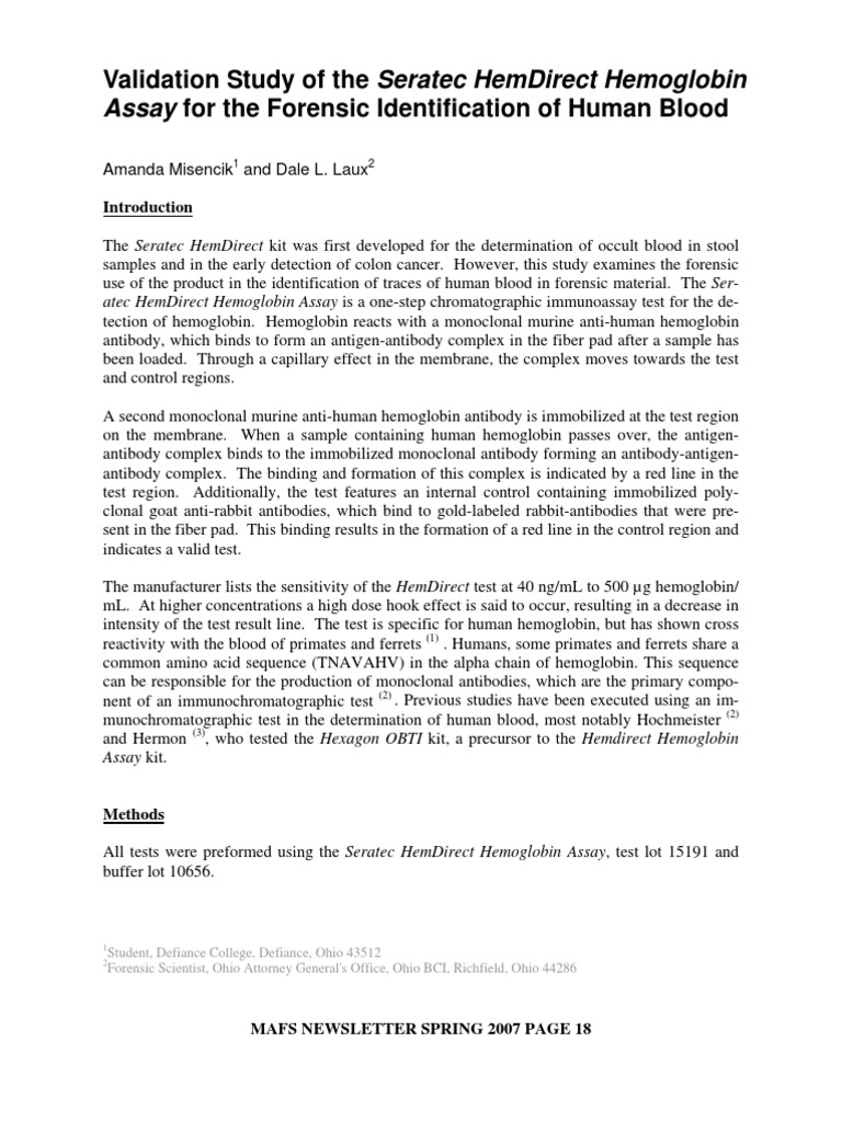 Forensic Use of Seratec HemDirect Kit | PDF | Monoclonal Antibody ...