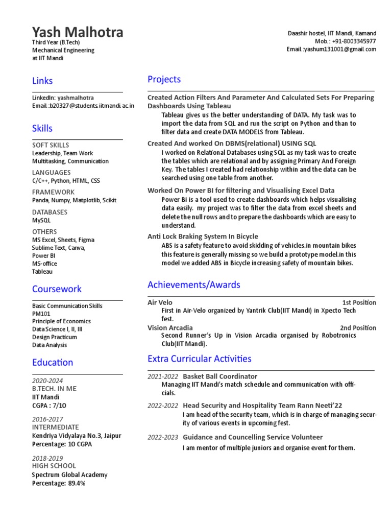 Yash Resume | PDF | Databases | Relational Model