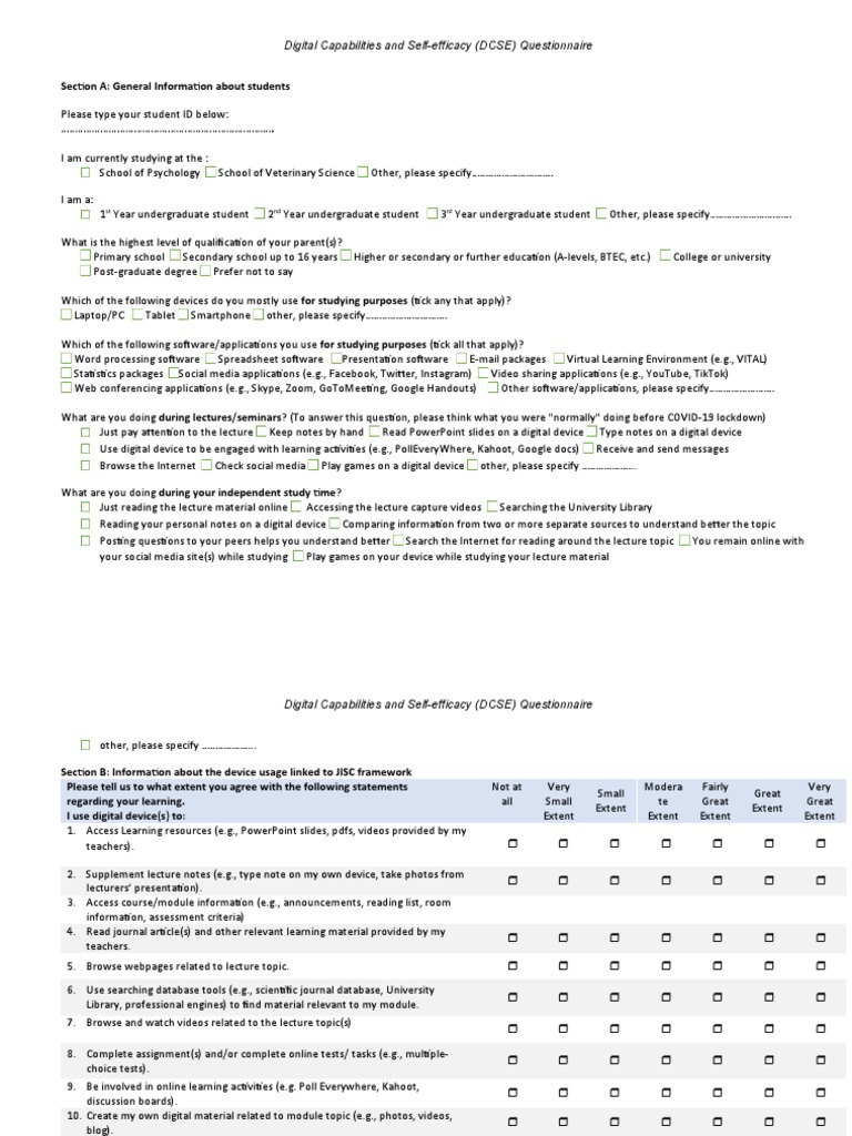 DCSE Questionnaire | PDF