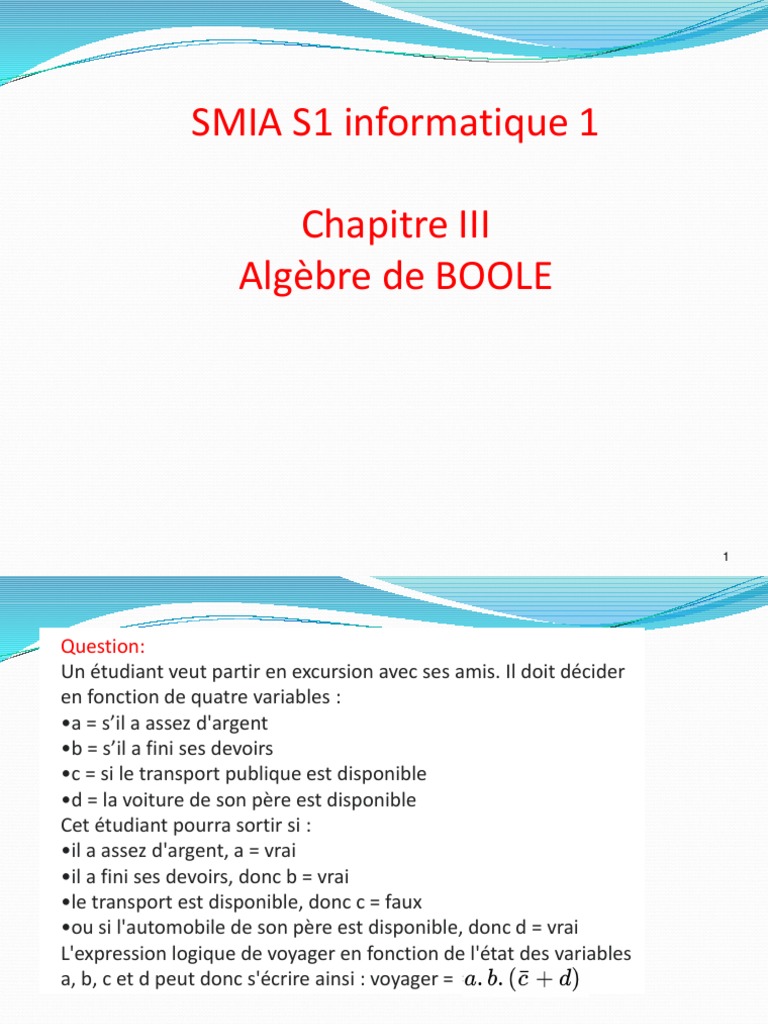 Table de vérité et logique XOR | PDF | Algèbre de Boole (logique ...