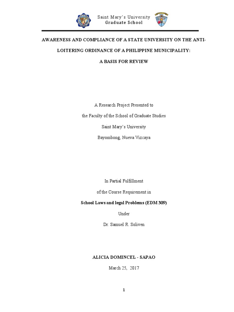 NVSU Students' Awareness of Anti-Loitering | PDF | Information ...