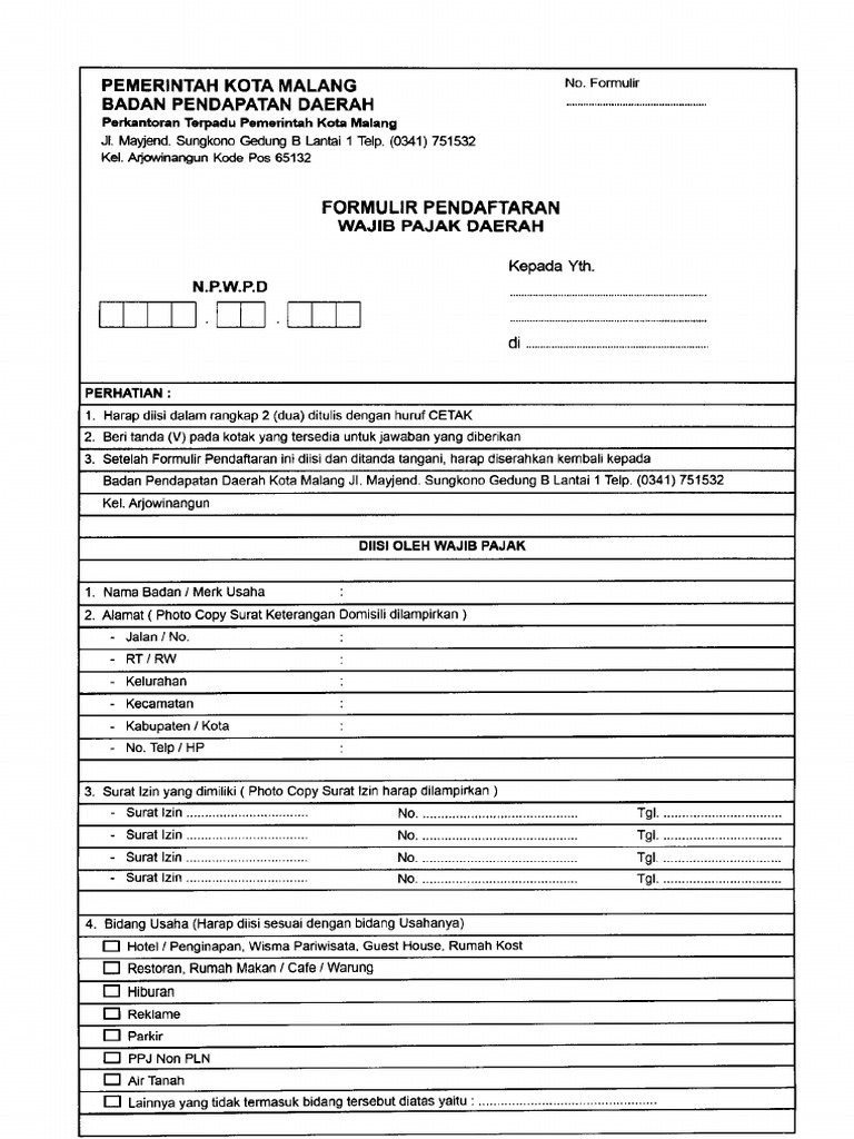 Formulir NPWPD | PDF