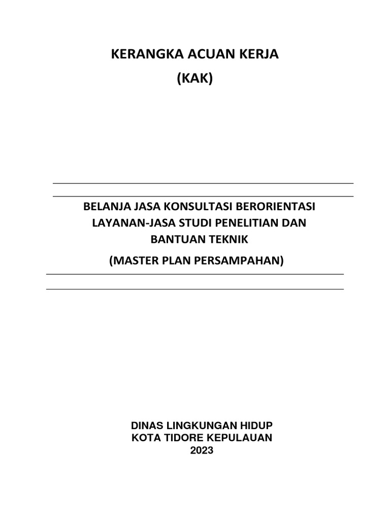 KAK MASTERPLAN PERSAMPAHAN Edit | PDF