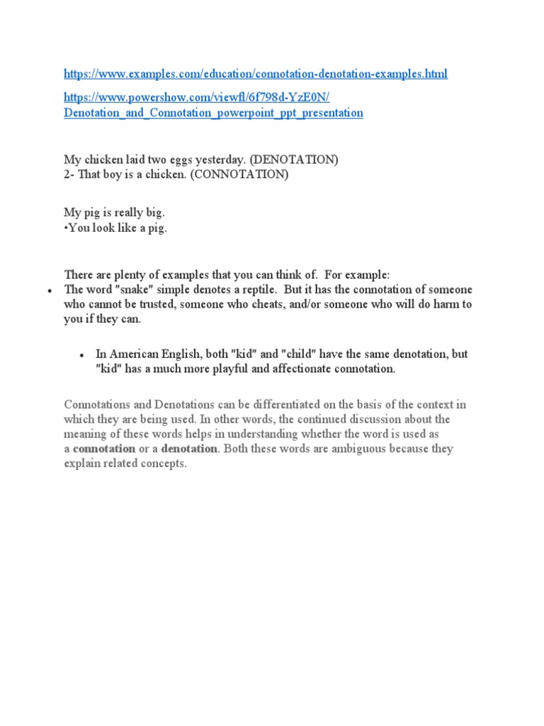 Deno and Conno Notes | PDF | Connotation | Word