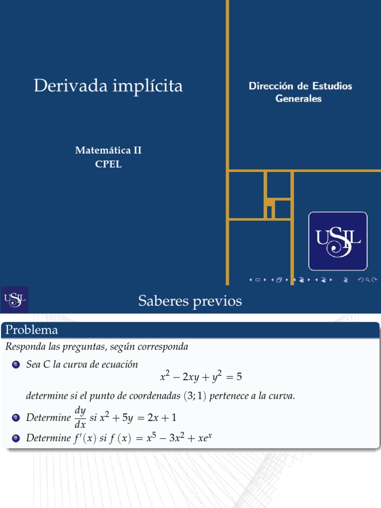 S1 T3.1 Derivada Implicita | PDF | Derivado | Ecuaciones