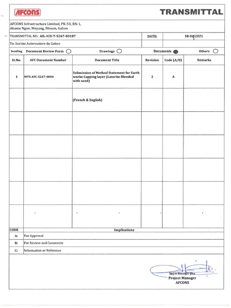 Method Statement Capping Layer Laterite Blend With Sand | PDF ...