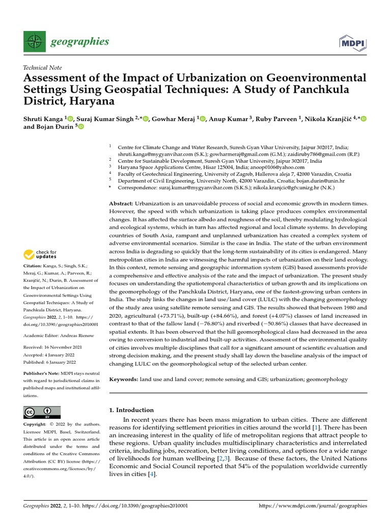 Assessment of The Impact of Urbanization On Geoenvironmental | PDF ...