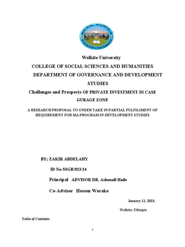 Wolkite University College of Social Sciences and Humanities Department ...