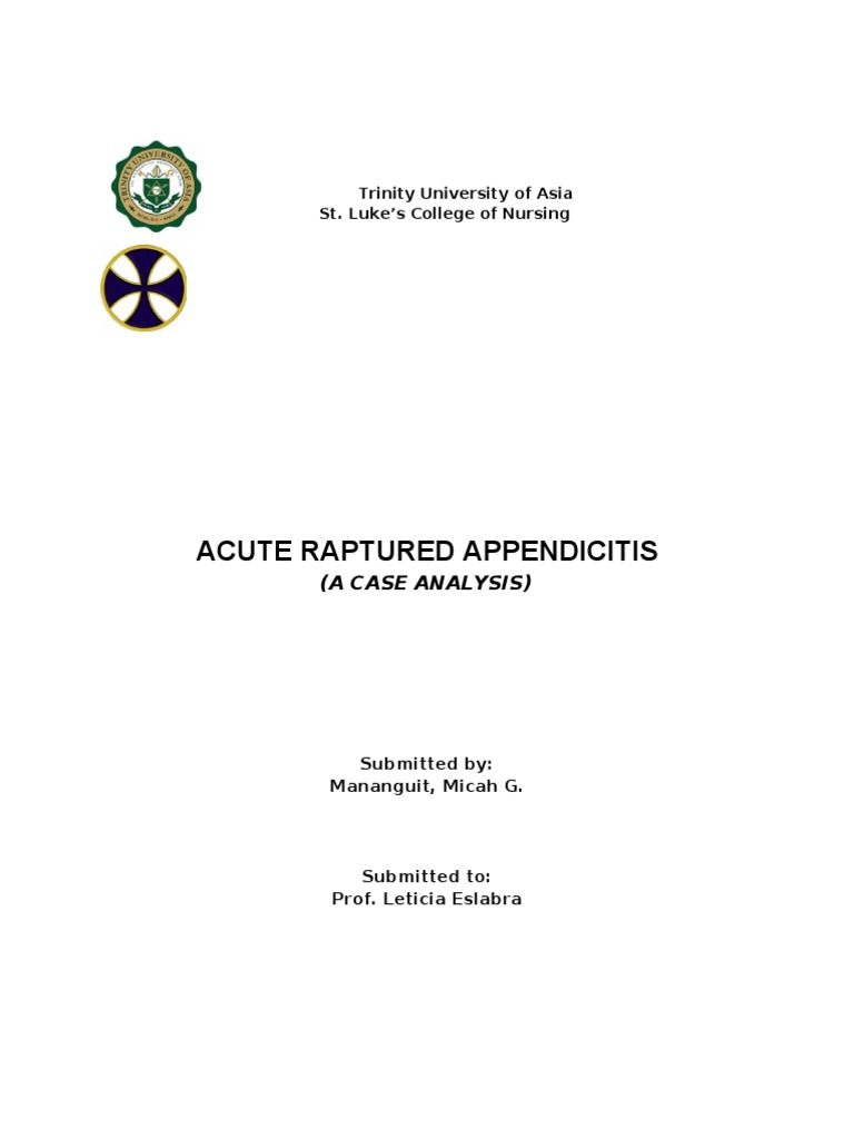 Acute Raptured Appendicitis - VMC | PDF | Symptoms And Signs ...