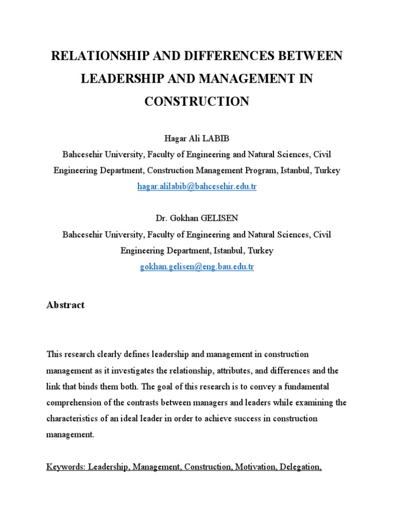 Relationship and Differences Between Leadership and Management in ...