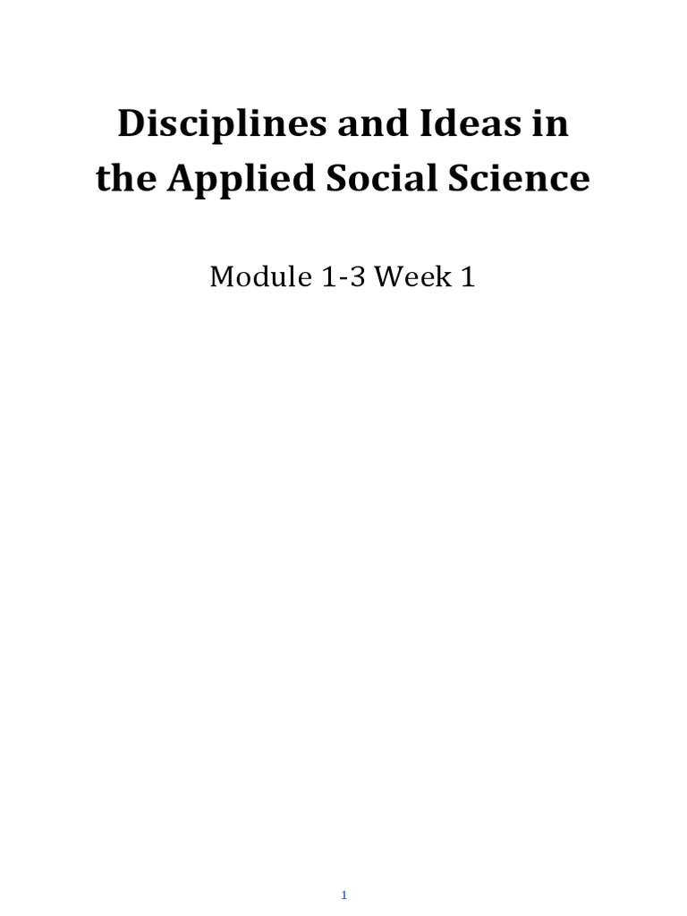 HUMSS - DIASS - 12-Ia-1 Module 1-3 Week 1 Edited | PDF | Sociology ...