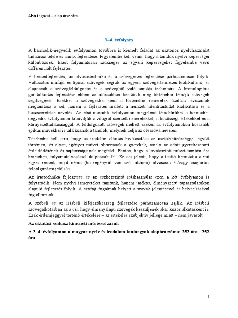 Magyar Nyelv És Irodalom 3-4. Osztály | PDF