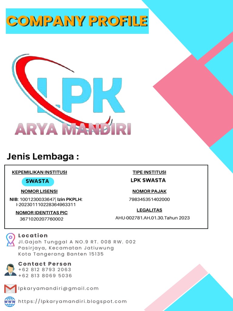 Company Profile LPK Arya Mandiri | PDF