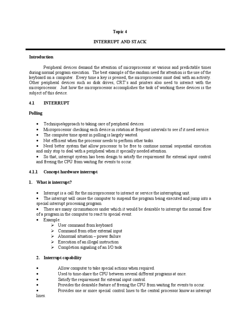 CSC159 Ch4 Interrupt - Stack | PDF | Central Processing Unit | Subroutine