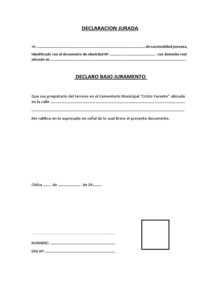 Declaracion Jurada | PDF