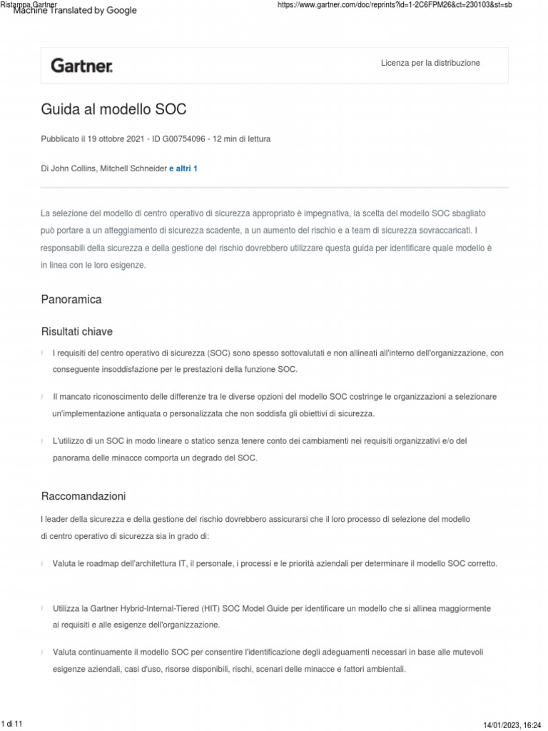 Gartner SOC Model Guide-ITA | PDF