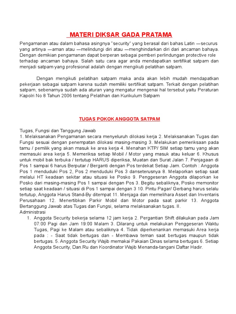 Materi Satpam | PDF
