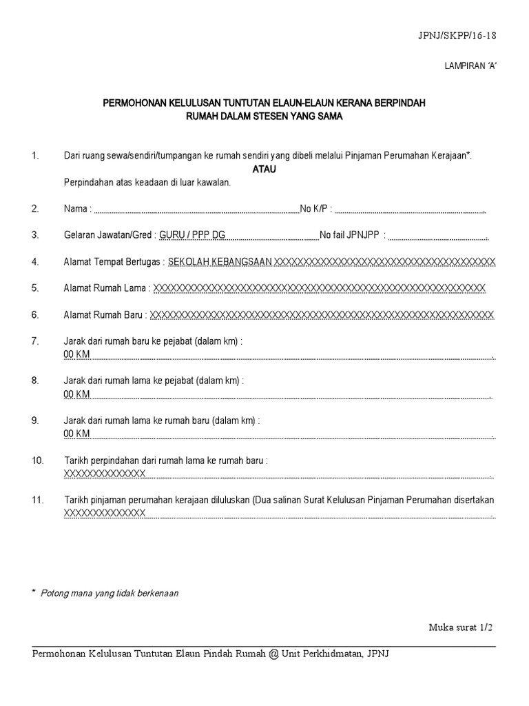 Borang Perpindahan Rumah Pertama (LPPSA) | PDF