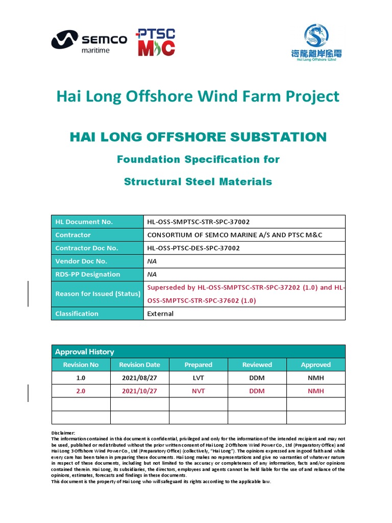Hai Long Offshore Substation Steel Specs | PDF | International System ...