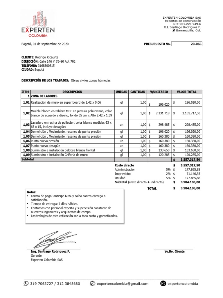 Ejemplo De Cotizacion Para Una Empresa