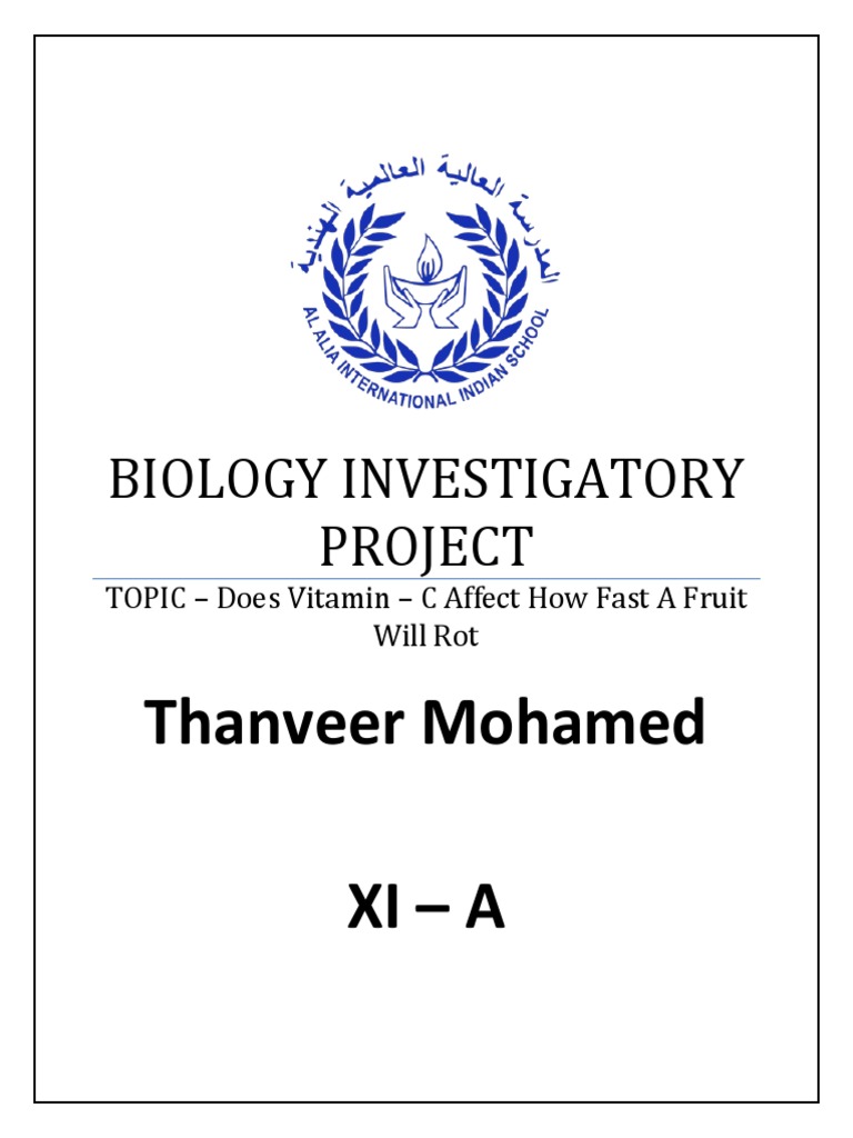 Biology Investigatory Project | PDF | Vitamin C | Nutrition