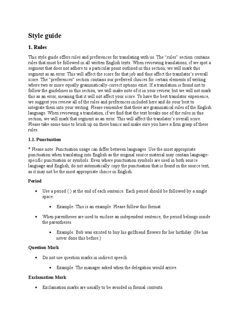 A Comprehensive Style Guide for Translating into English | PDF ...