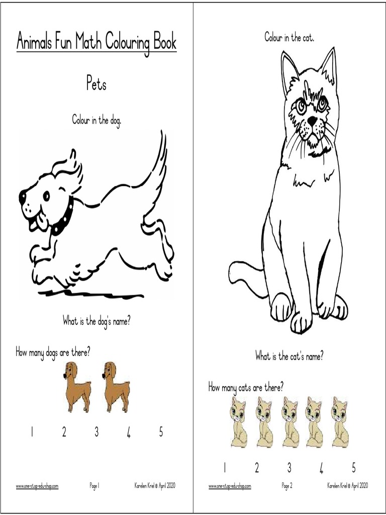 Animals Fun Math Colouring Book | PDF