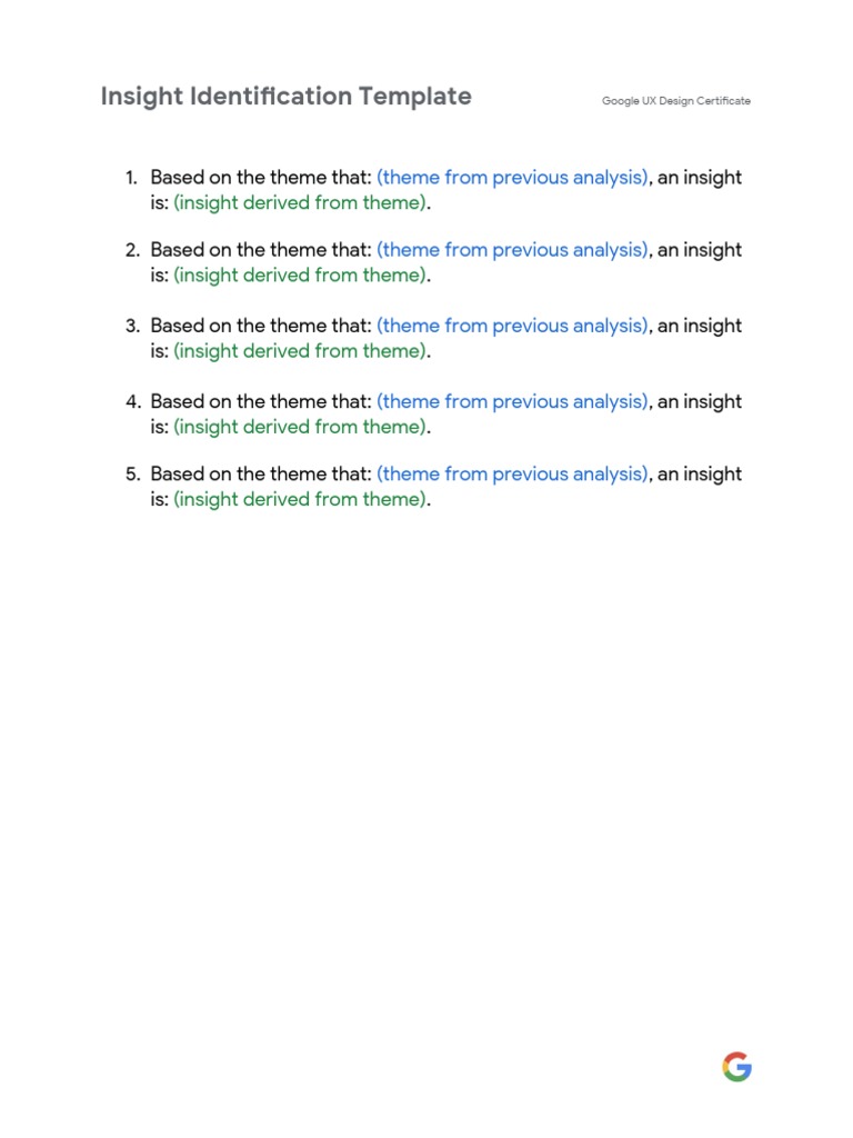 Insight Identification Template | PDF