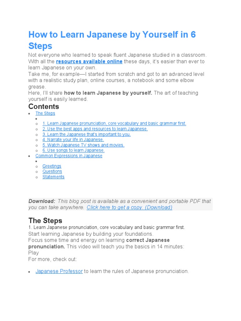 Learn Japanese | PDF | Japanese Language | Fluency