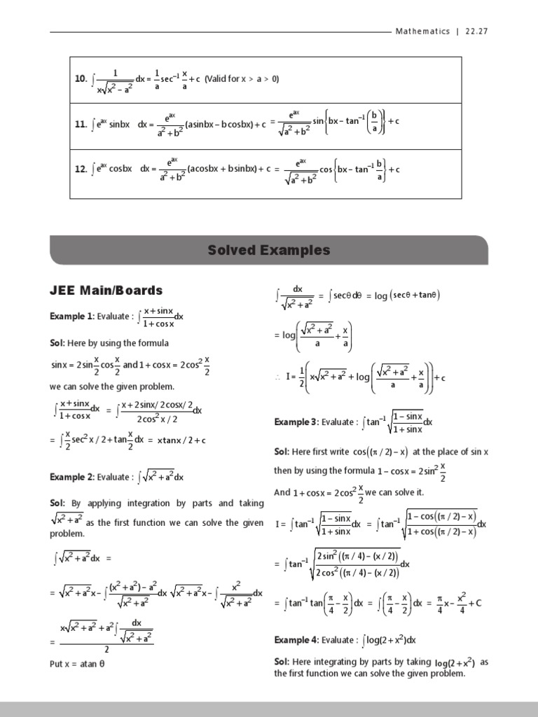 Indefinite Integration Techniques | PDF | Trigonometric Functions | Mathematical Relations