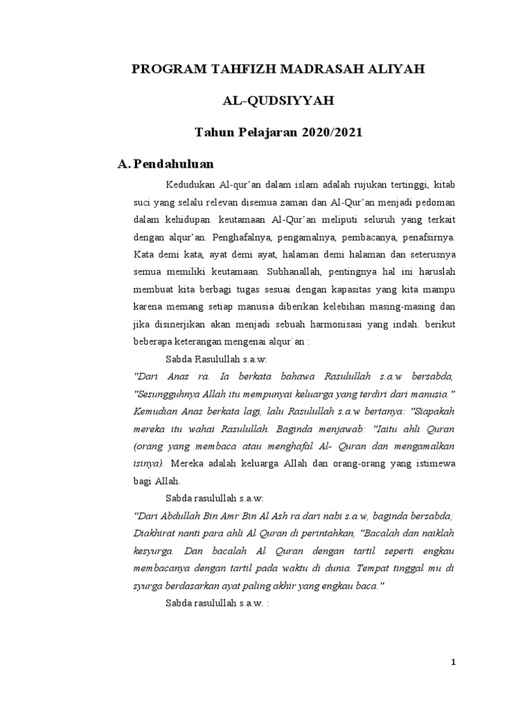 Program Tahfizh Madrasah Aliyah | PDF