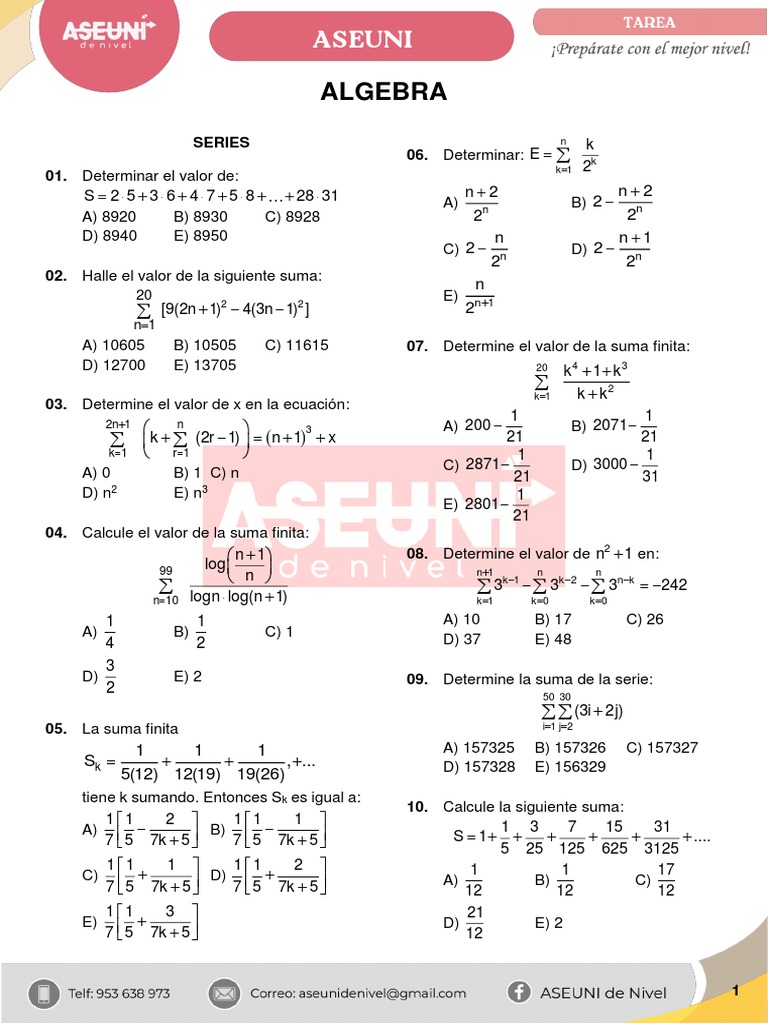 Sumas Finita y Series Semianuales | PDF | Matemáticas | Análisis matemático