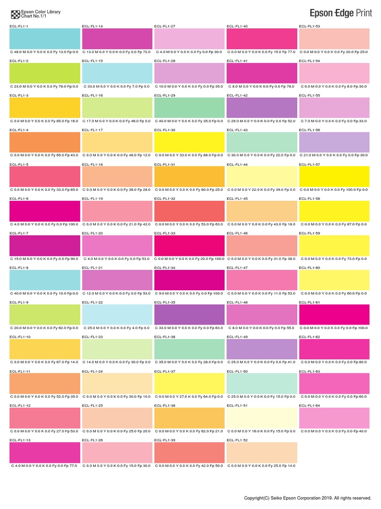 Chart EpsonFluorescentColorCollection | PDF