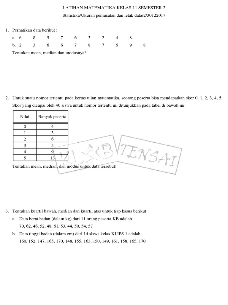Statistika (Ukuran Pemusatan Dan Letak Data) - 2 | PDF