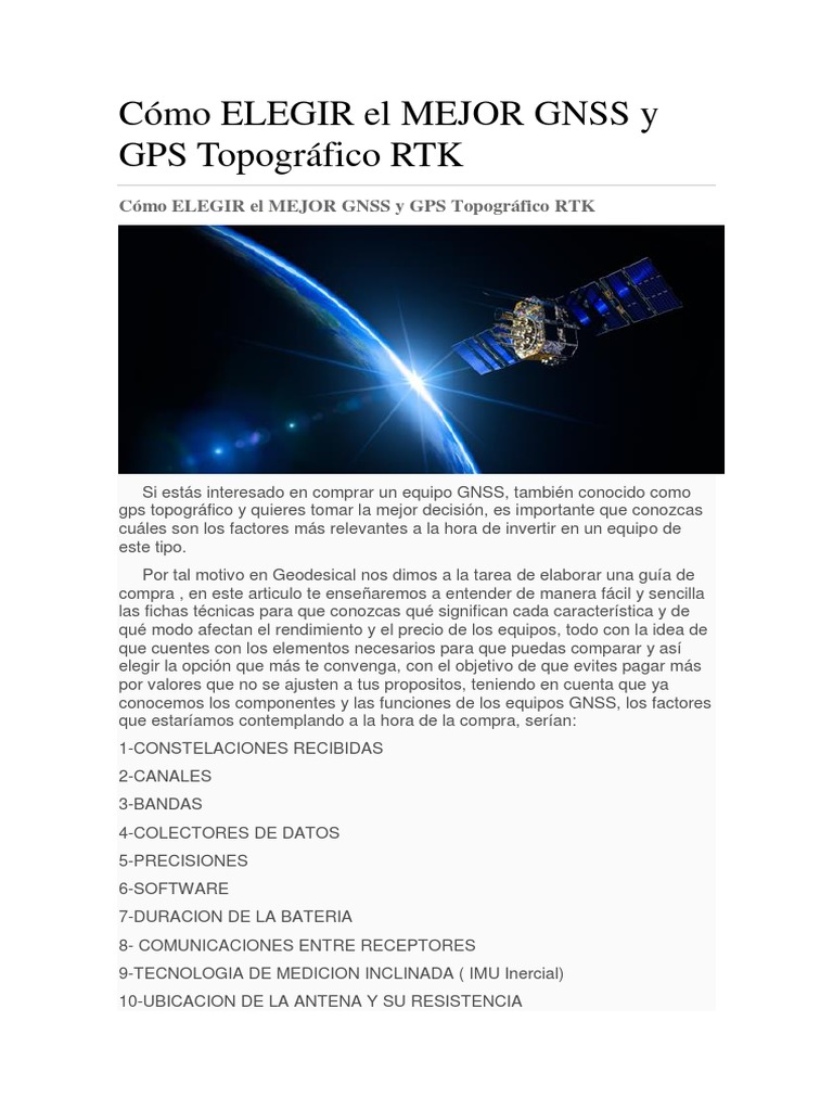 Cómo ELEGIR El MEJOR GNSS y GPS Topográfico RTK | PDF | Sistema de Posicionamiento Global ...